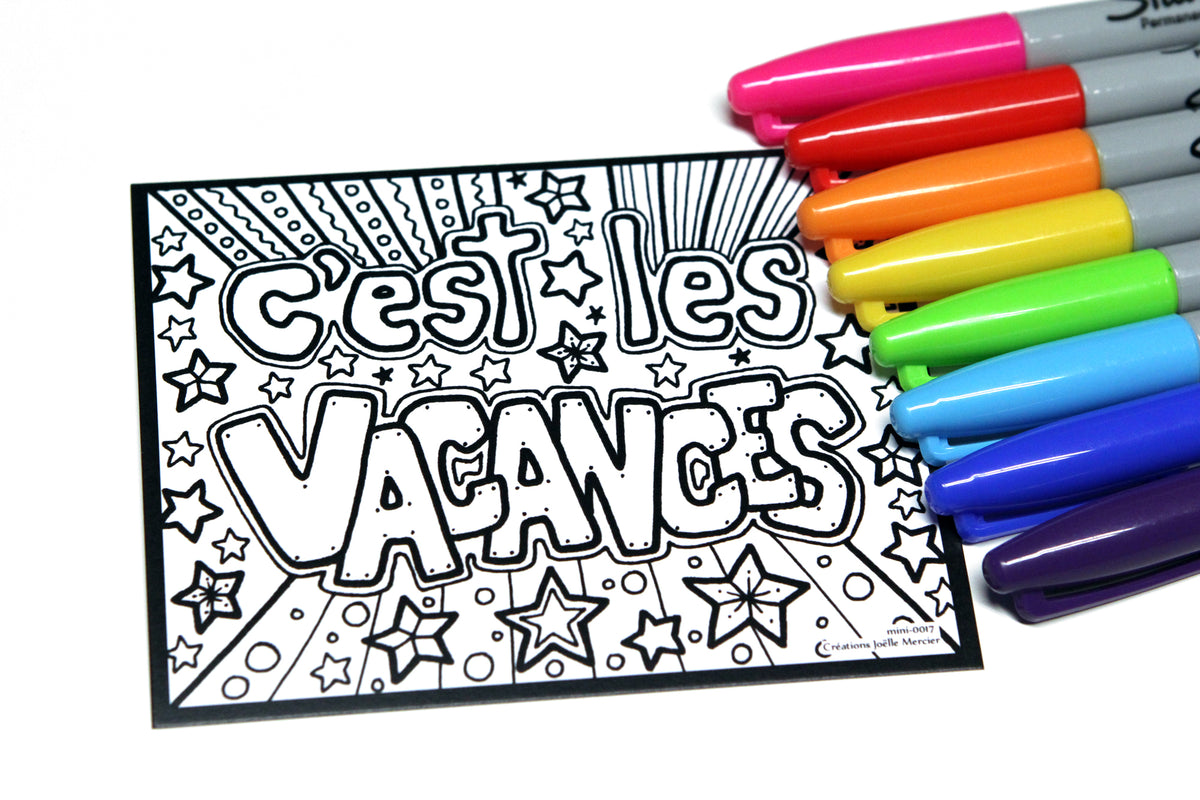 Défi-Mini #0017, C'EST LES VACANCES, imprimé sur carton, format 4x5 po ...