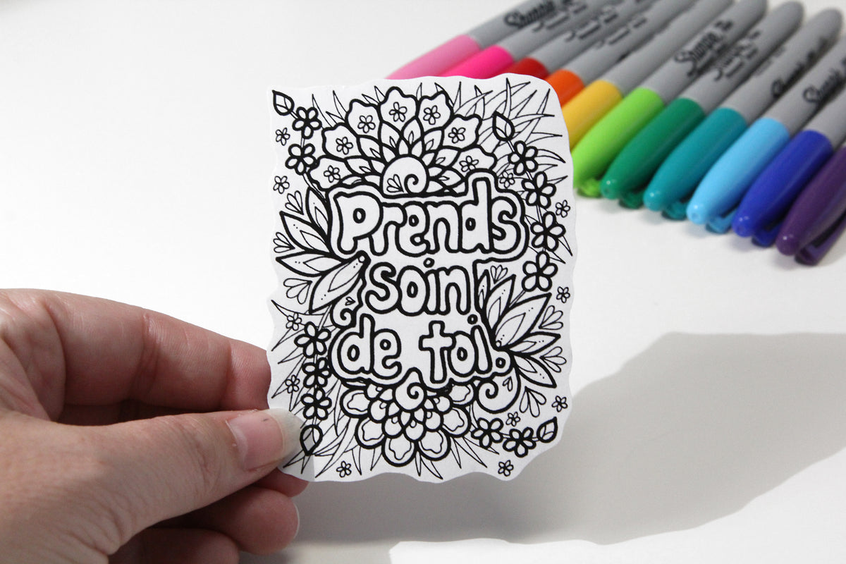 UN Autocollant à colorier pré-coupé, PRENDS SOIN DE TOI – Créations ...