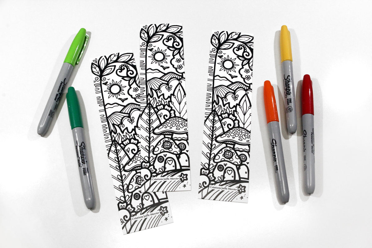 Signet Maisons-champignons, marque-page à colorier – Créations Joëlle ...