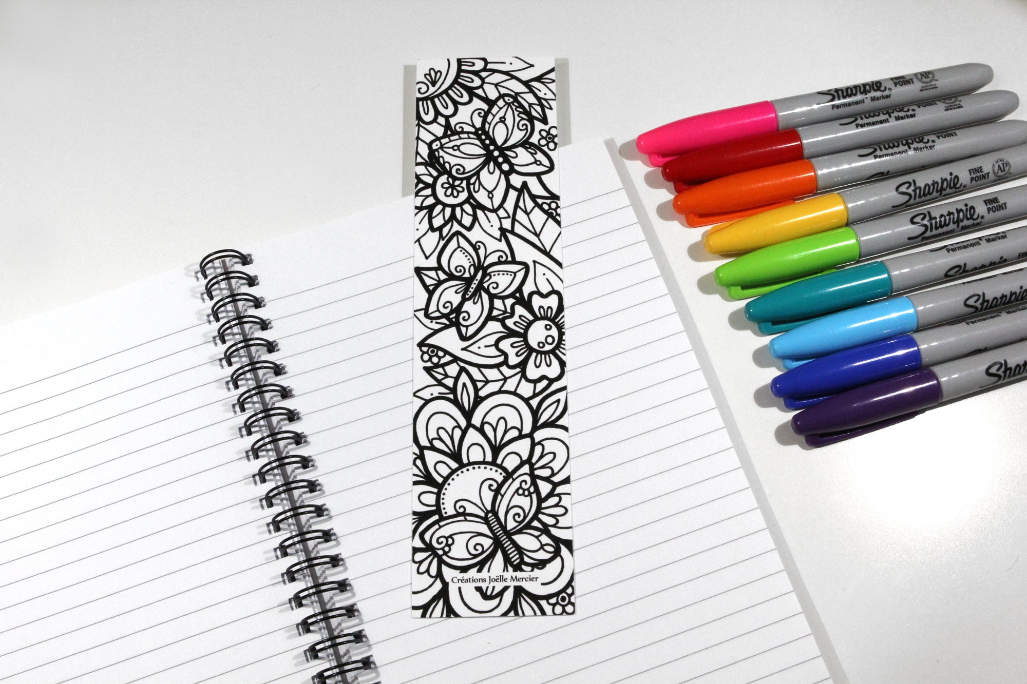 Signet Papillons, marque-page à colorier – Créations Joëlle Mercier