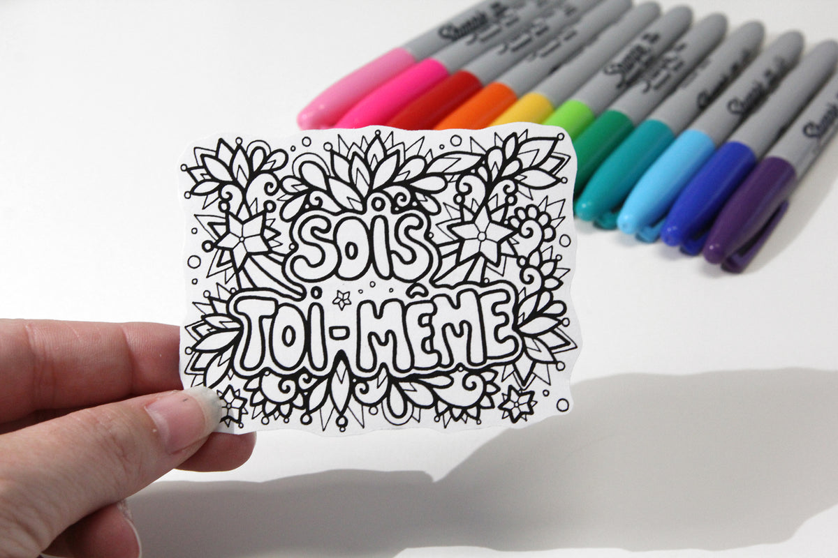 UN Autocollant à colorier pré-coupé, SOIS TOI-MÊME – Créations Joëlle ...